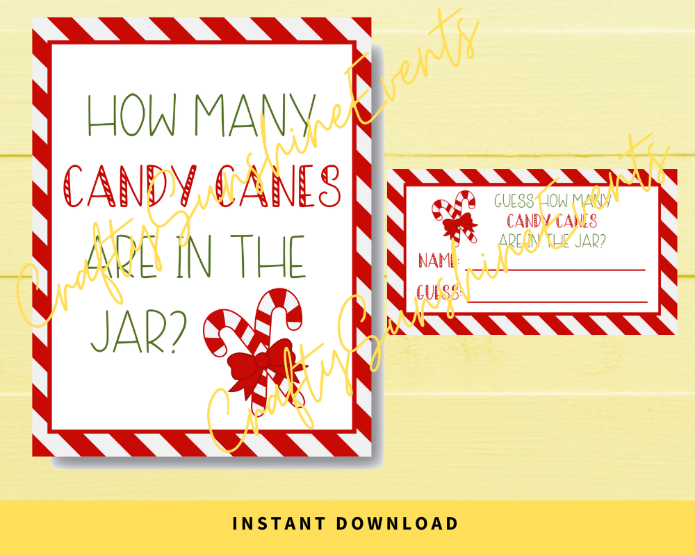 INSTANT DOWNLOAD Guess How Many Candy Canes Are In The Jar Christmas G ...