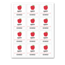 INSTANT DOWNLOAD Happy First Day Of School Square Gift Tags 2.5x2.5 ...