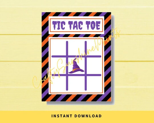 INSTANT DOWNLOAD Halloween Witch Tic Tac Toe Game Cards ...