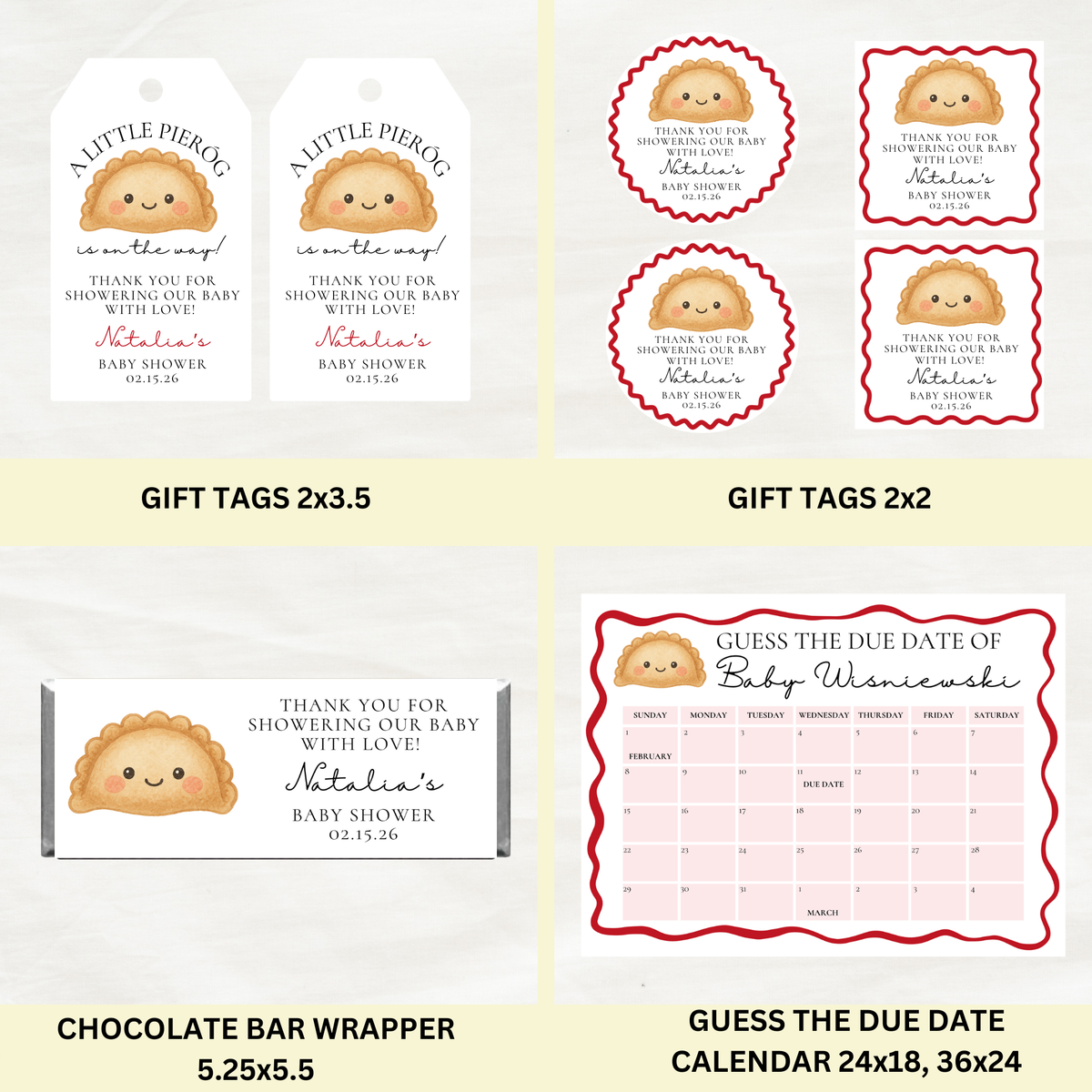 Editable Polish A Little Pierog Is On the Way Baby Shower Bundle Set ...