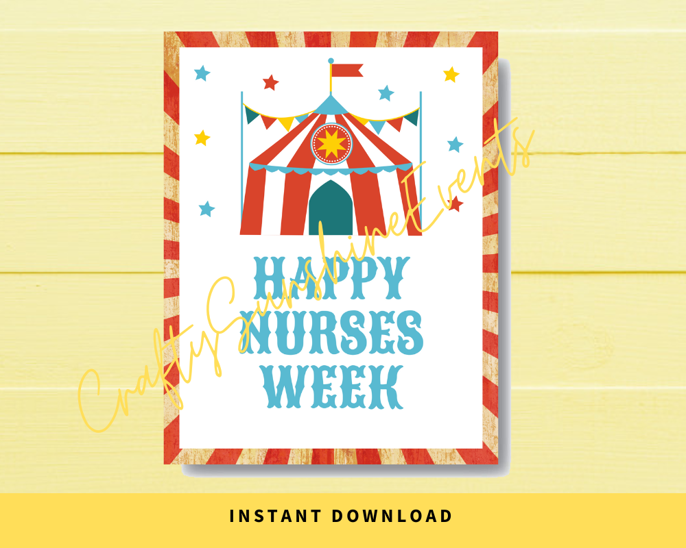 INSTANT DOWNLOAD Circus Themed Happy Nurses Week Sign 8.5x11 ...