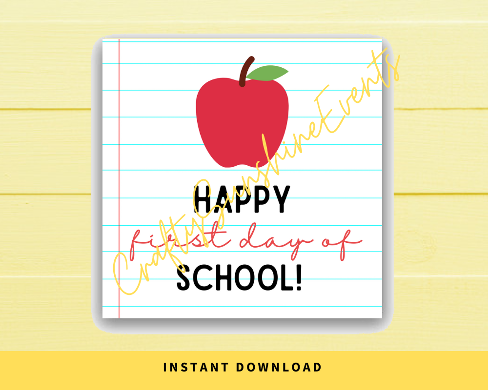 INSTANT DOWNLOAD Happy First Day Of School Square Gift Tags 2.5x2.5 ...