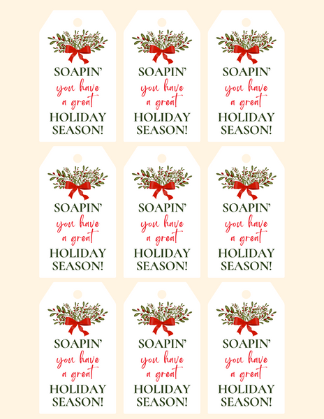 INSTANT DOWNLOAD Soapin You Have A Great Holiday Season Gift Tags 2x3 ...