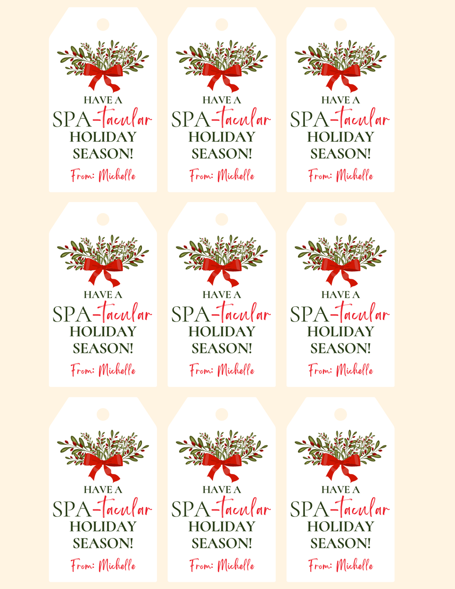INSTANT DOWNLOAD Have A Spa-tacular Holiday Season Editable Gift Tags ...