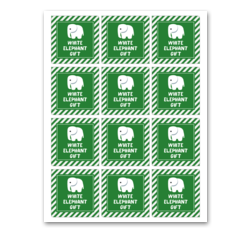 INSTANT DOWNLOAD White Elephant Gift Square Gift Tags 2.5x2.5 ...